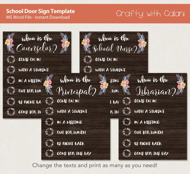 School Door Sign Template Personalized Door Sign Where is | Etsy