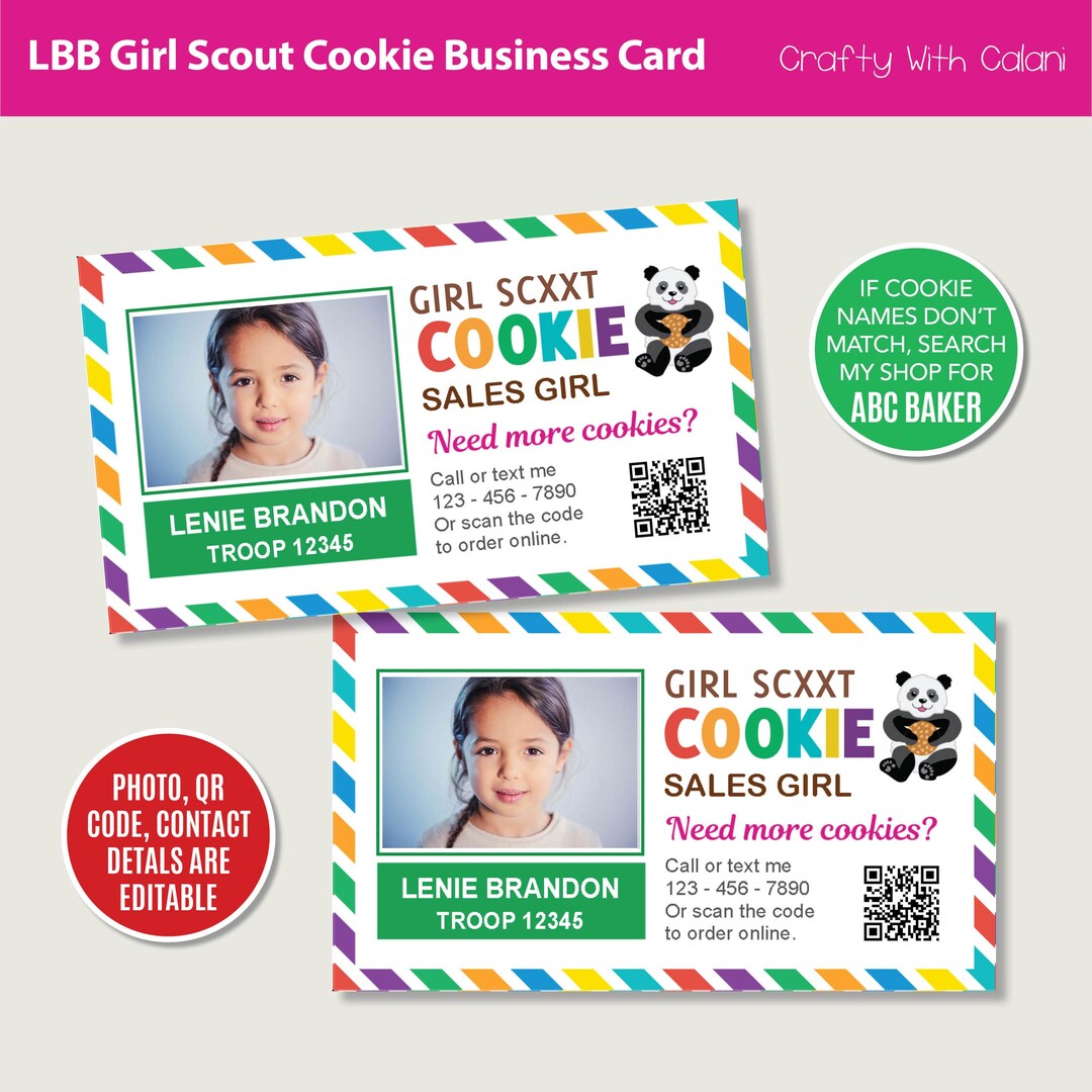 Scout Cookie Business Card, Scout Cookie Name Card, Cookie Calling Card ...
