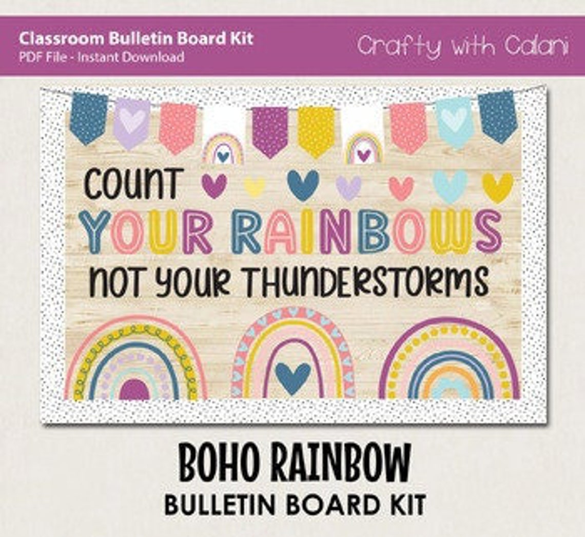 Boho Rainbow Bulletin Board Kit Boho Rainbow Classroom Door - Etsy