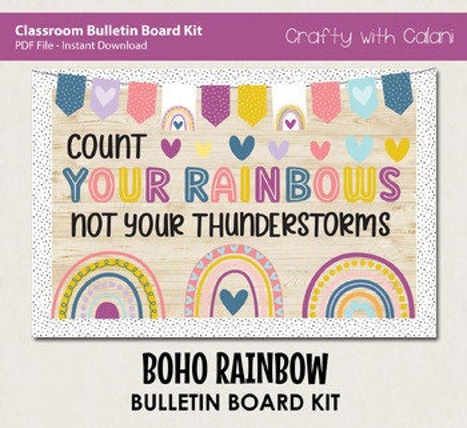 Boho Rainbow Bulletin Board Kit Boho Rainbow Classroom Door - Etsy