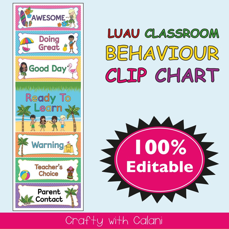 Classroom Behavior Chart Hawaiian Classroom Chart Luau | Etsy