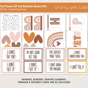 The Power of yet Bulletin Board Kit, Boho Rainbow Classroom Display ...