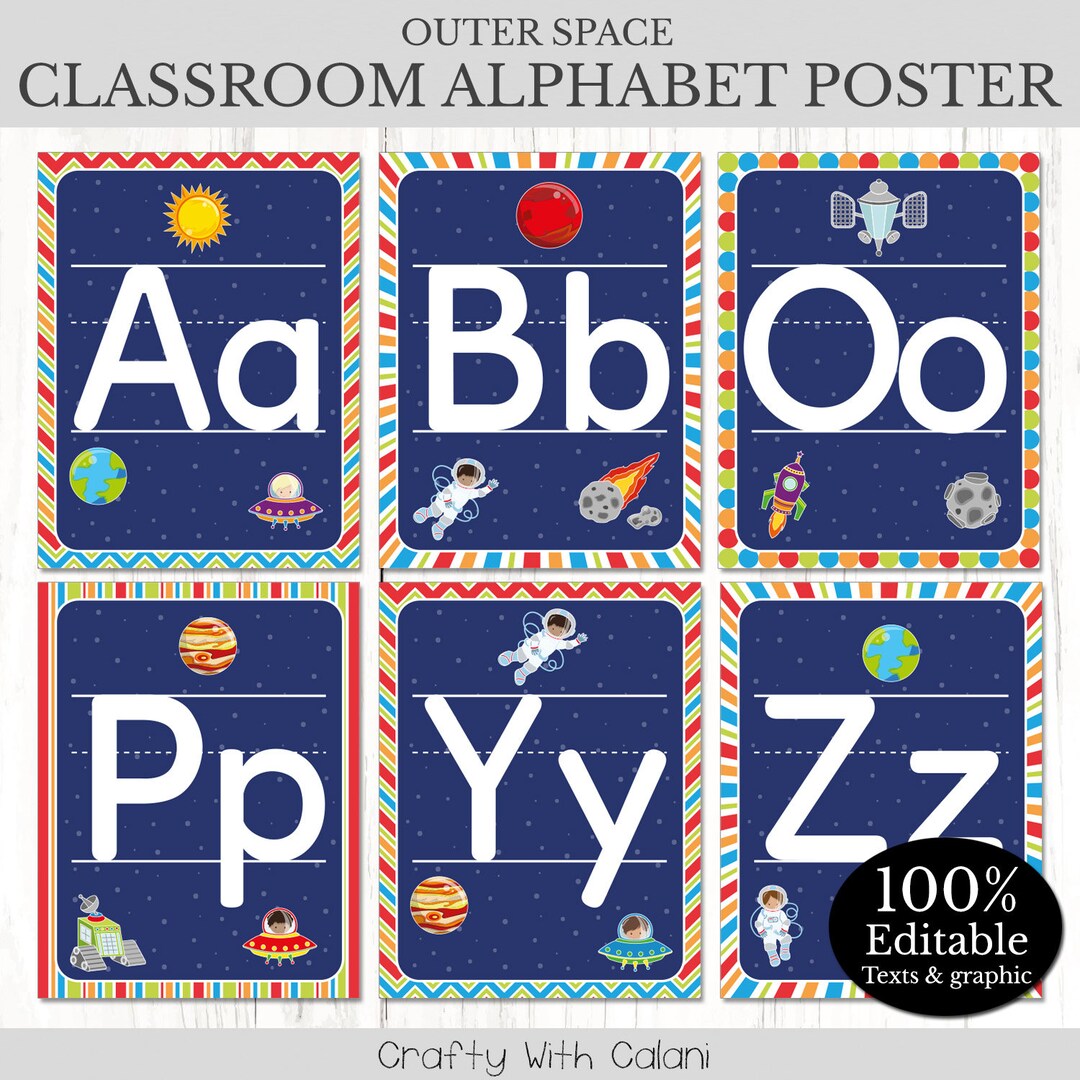 Alphabet Poster Classroom Decoration, Outer Space Classroom, ABC ...