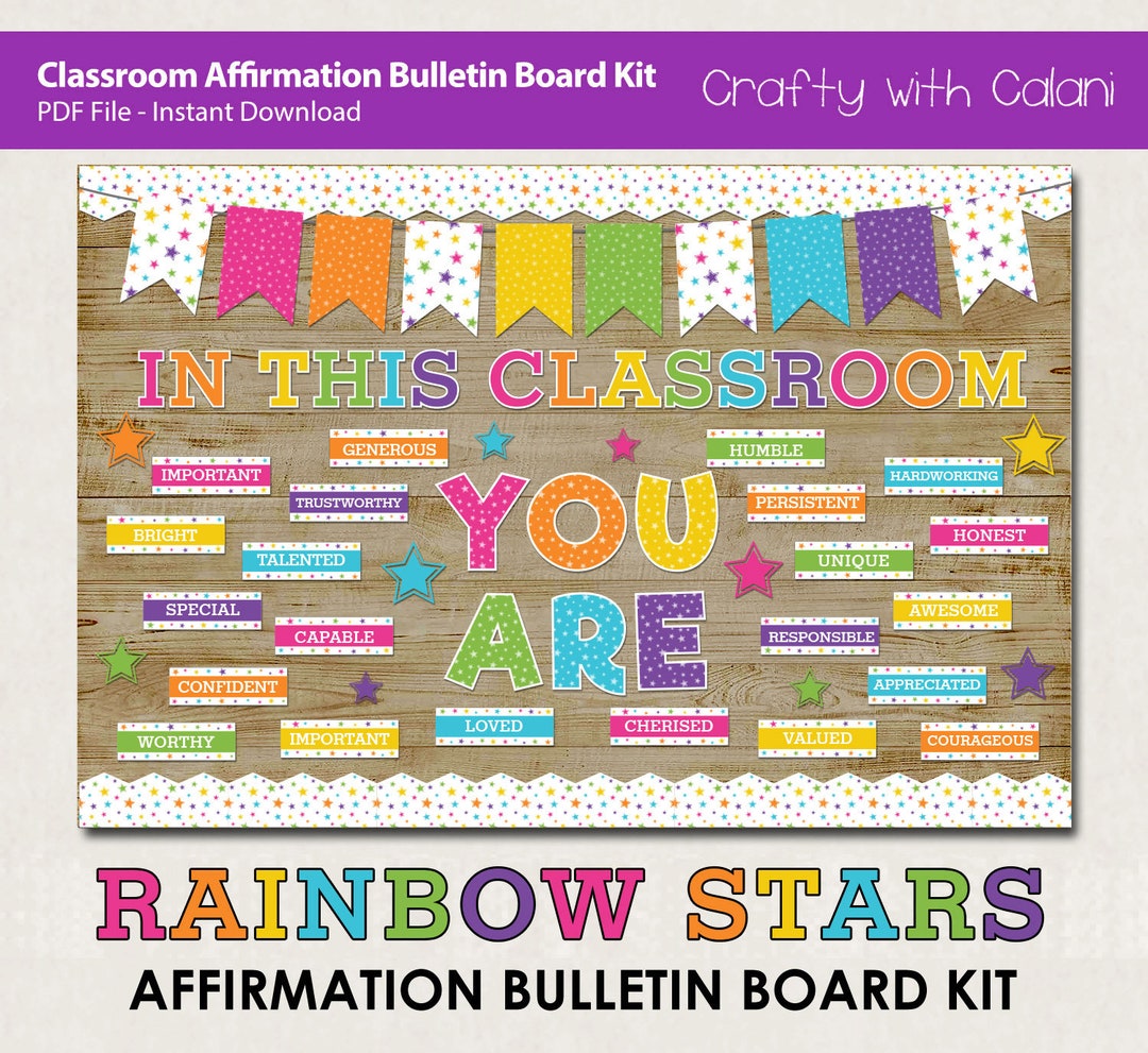 Positive Affirmation Bulletin Board Kit, Classroom Door Decor, Rainbow ...