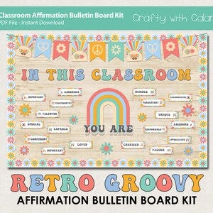 Positive Affirmation Bulletin Board Kit, Classroom Door Decor, Retro ...