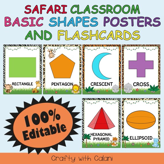 Shapes Poster Classroom Decoration Jungle Classroom Safari - Etsy Australia