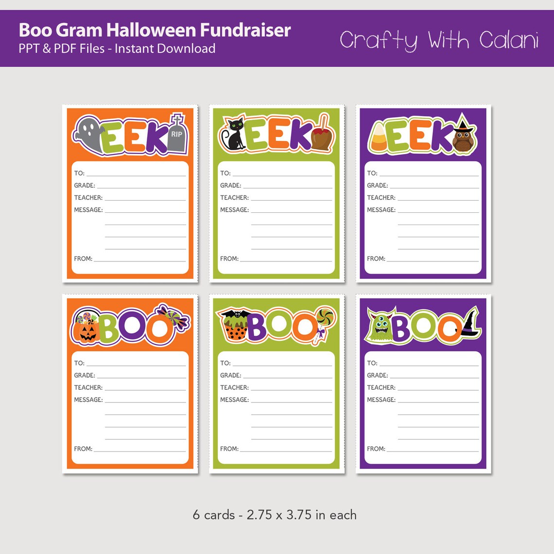 Halloween Candy Gram Template Halloween Boo Gram PTA PTO - Etsy