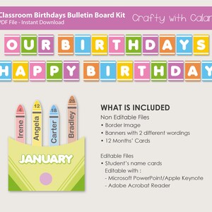 Birthday Board Classroom Decor, Crayon Classroom Theme, Editable ...