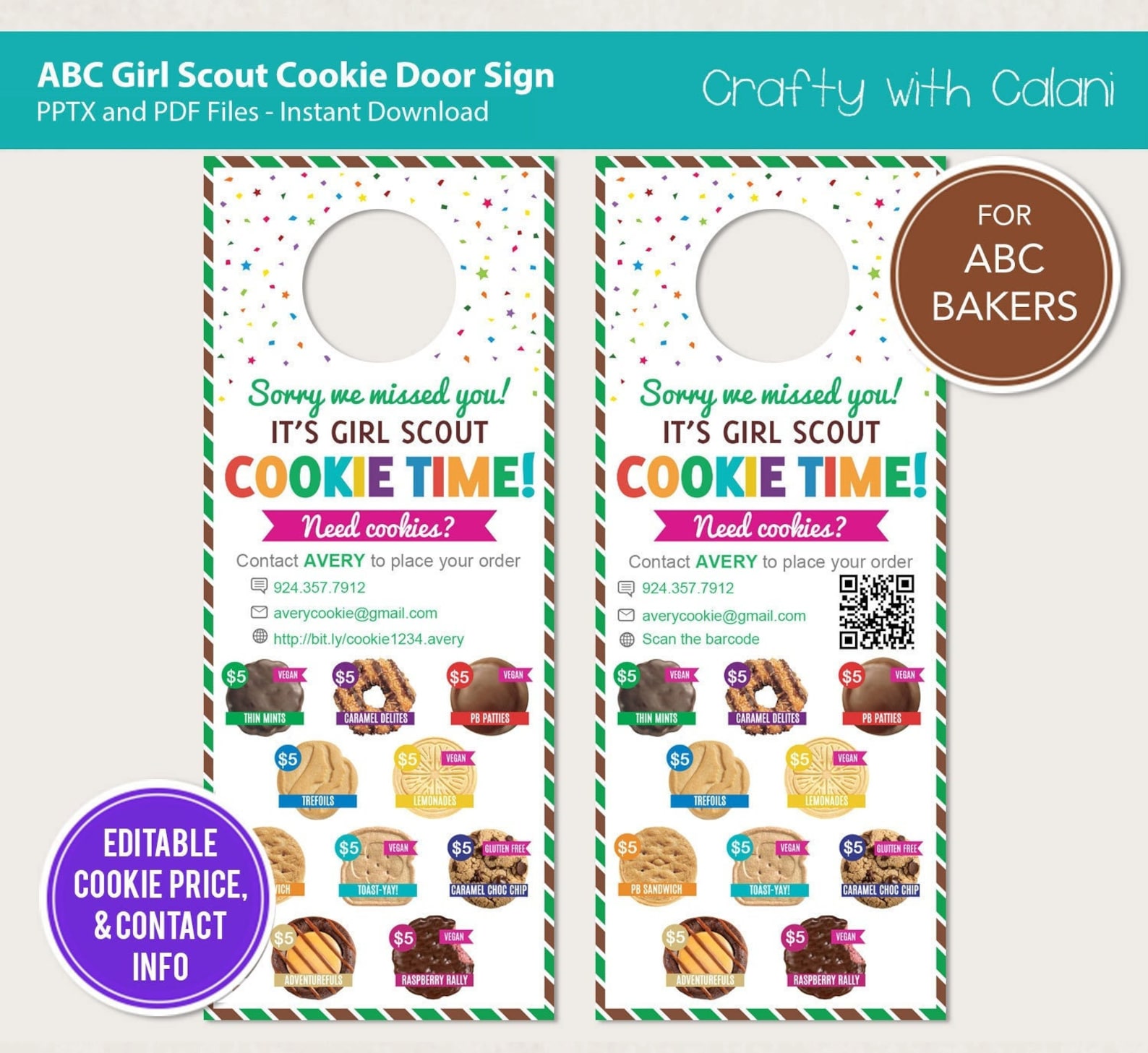 Girl Scout Cookie 2023 Door Hanger ABC Cookie Door Sign - Etsy