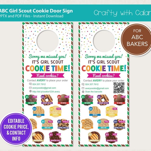 Girl Scout Cookie 2023 Door Hanger ABC Cookie Door Sign - Etsy