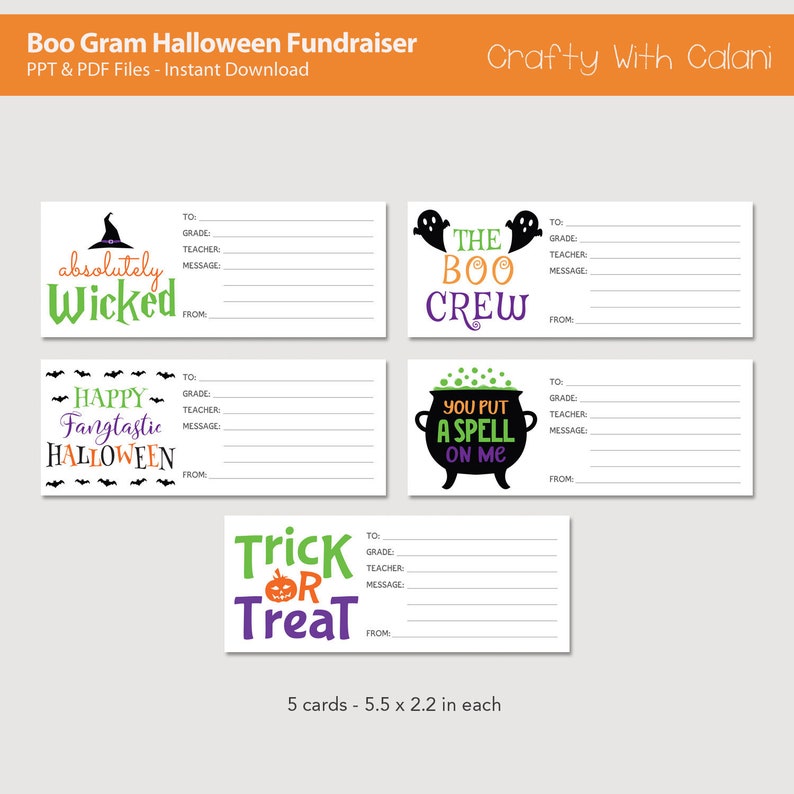 Halloween Candy Gram Template Halloween Boo Gram PTA PTO - Etsy