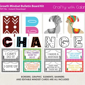 Growth Mindset Bulletin Board Kit Cute Llama Classroom - Etsy