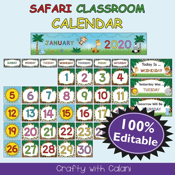 Safari Wall Calendar - Etsy