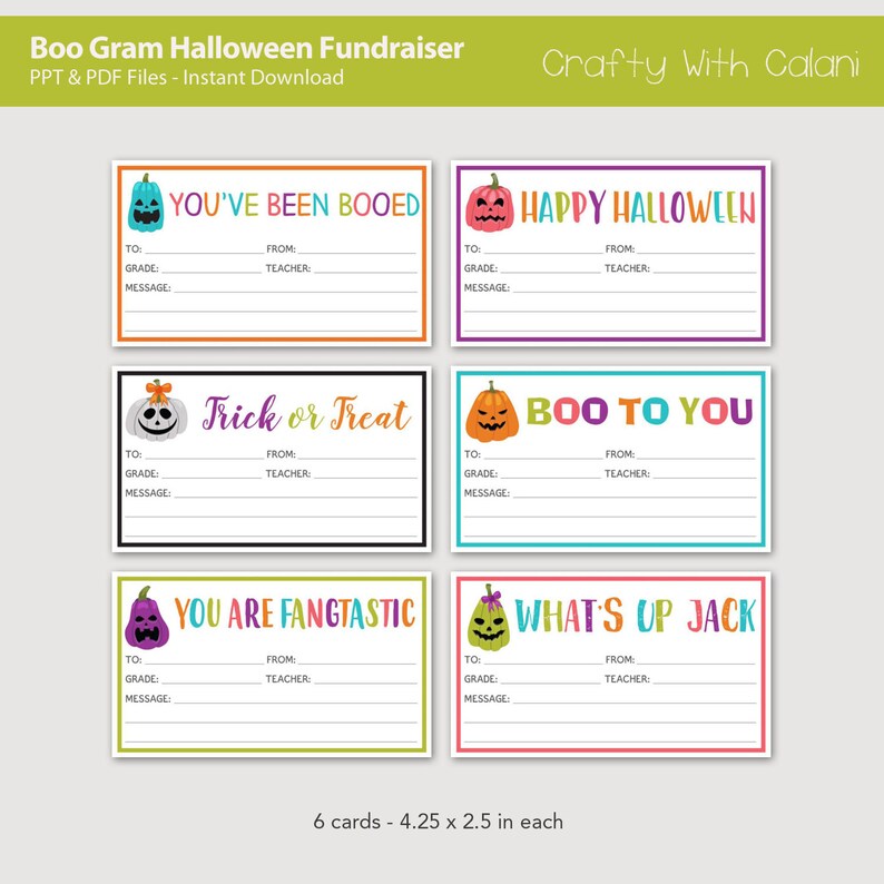 Halloween Candy Gram Template Halloween Boo Gram PTA PTO - Etsy
