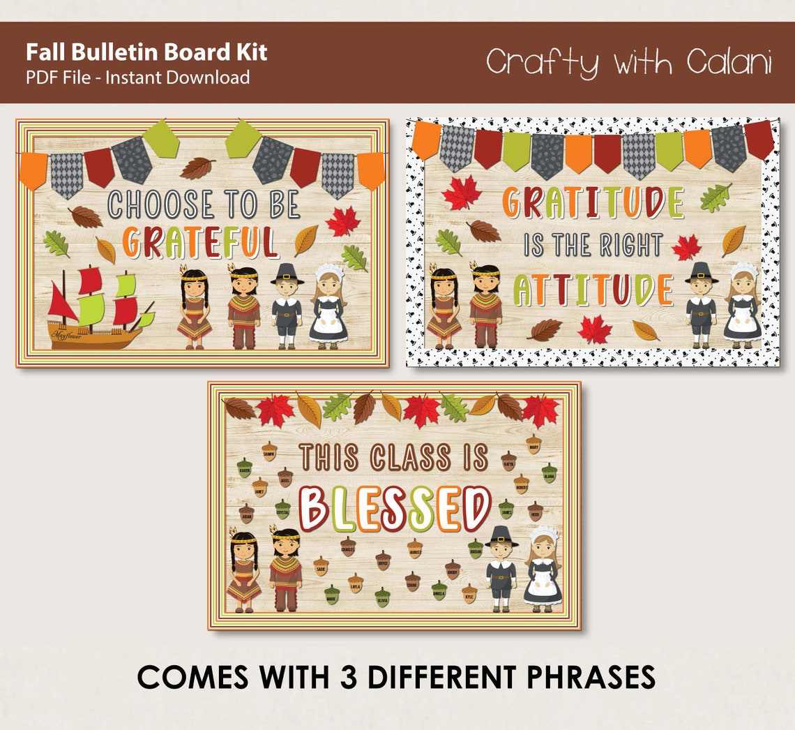 Thanksgiving Bulletin Board Kit Pilgrim Bulletin Board Fall - Etsy