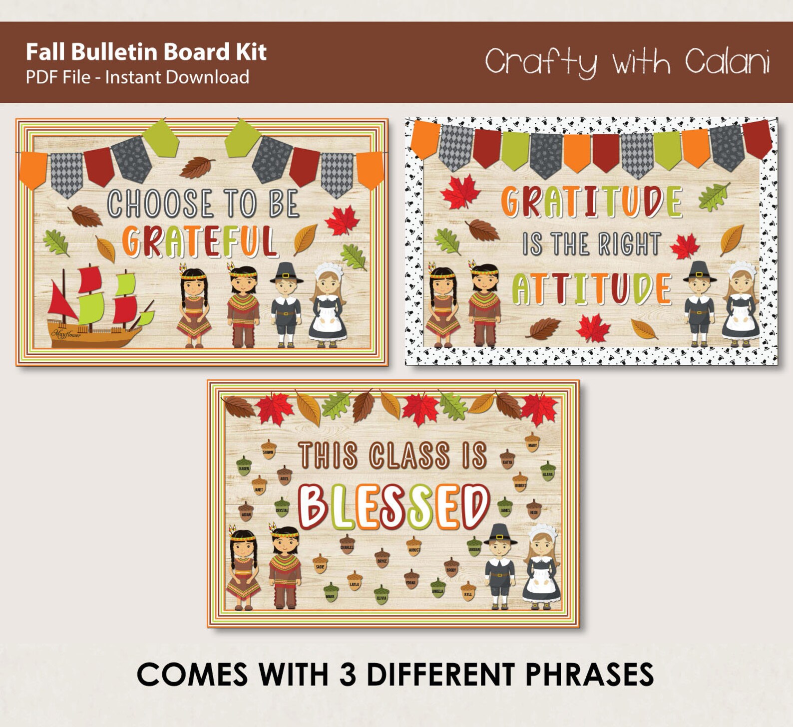 Thanksgiving Bulletin Board Kit Pilgrim Bulletin Board Fall - Etsy