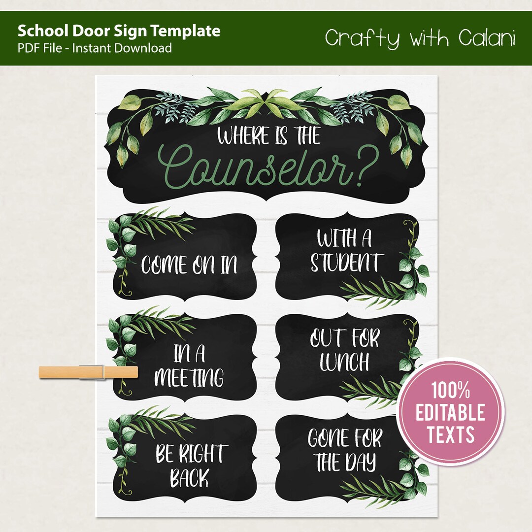 School Door Sign Template, Personalized Door Sign, Where is the ...