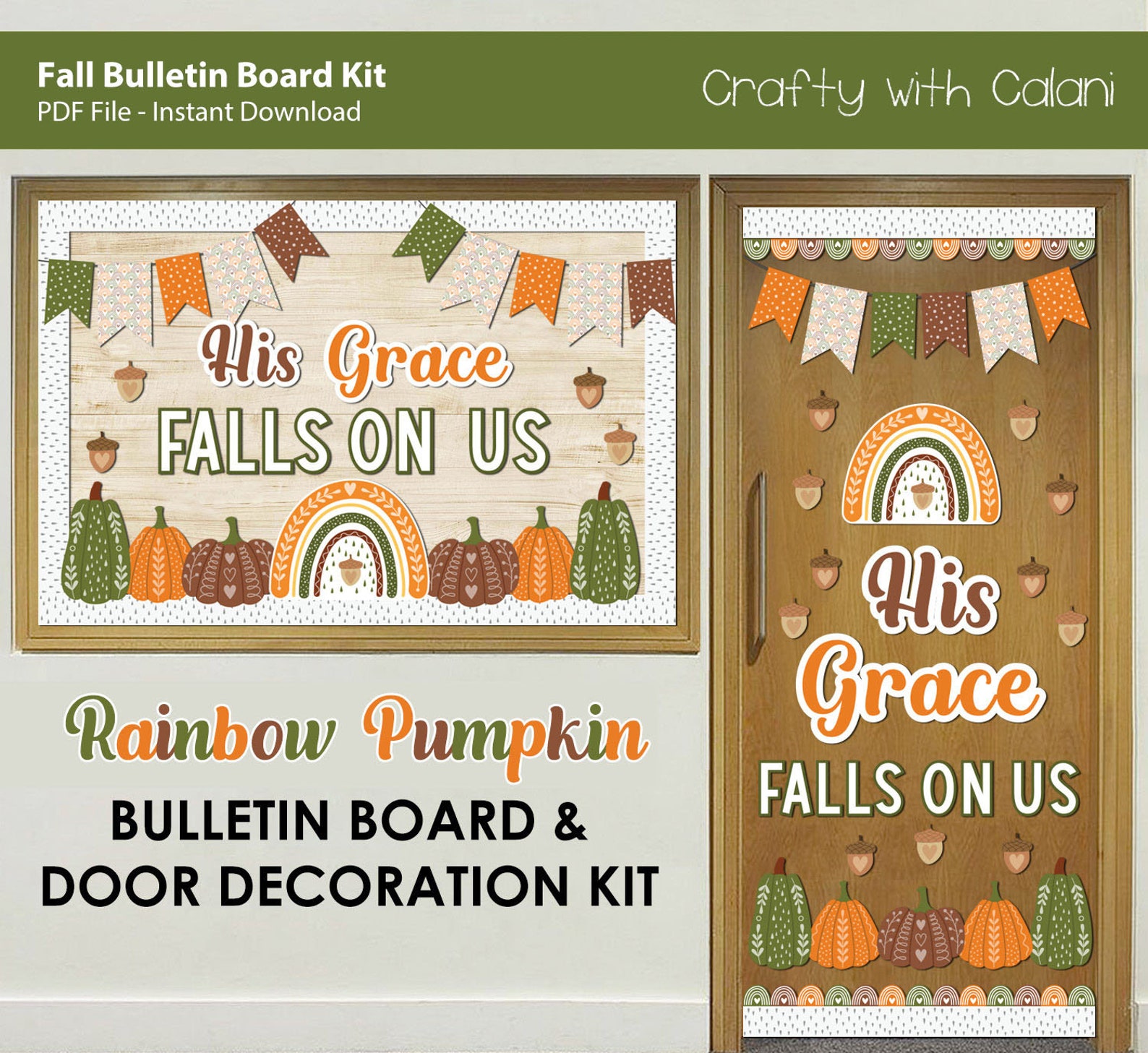 Thanksgiving Bulletin Board Kit Rainbow Bulletin Board Fall - Etsy