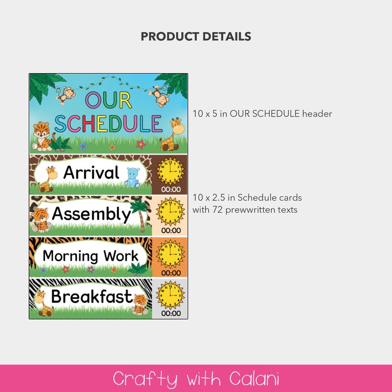 Classroom Schedule Cards Jungle Classroom Safari Classroom - Etsy