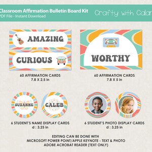 Positive Affirmation Bulletin Board Kit, Classroom Door Decor, Retro ...