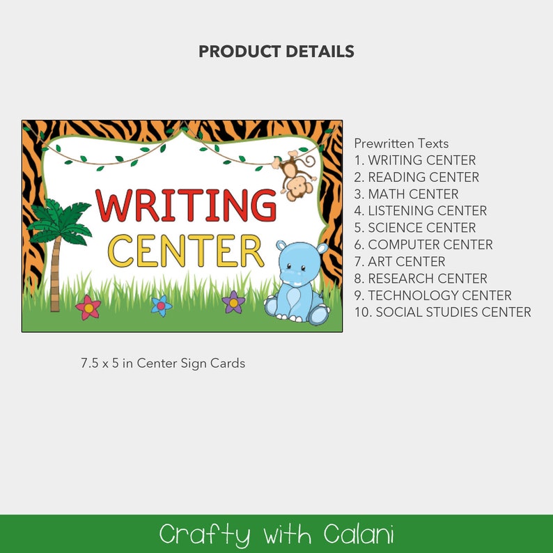 Classroom Center Sign Jungle Classroom Decor Safari - Etsy