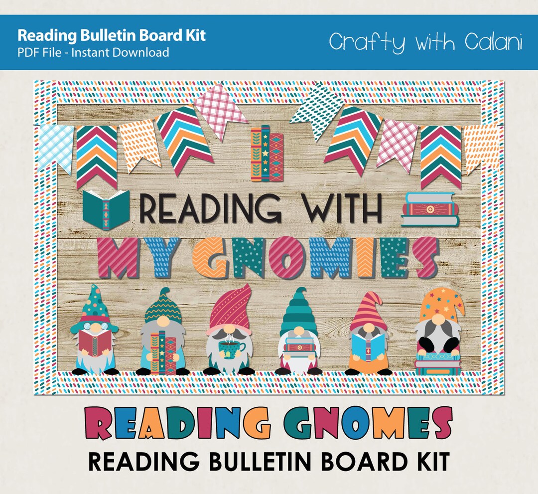 Reading Bulletin Board Kit, Classroom Bulletin Board, Gnomes Themed ...