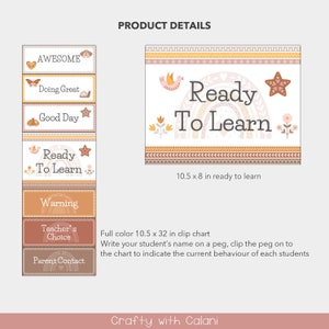 Classroom Behavior Chart, Boho Rainbow Classroom, Boho Rainbow Behavior ...