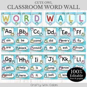 Word Wall Classroom Decoration, Owl Classroom Theme, Editable Reading ...