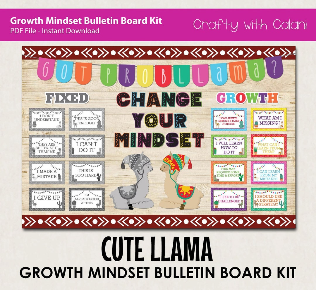 Growth Mindset Bulletin Board Kit Cute Llama Classroom - Etsy