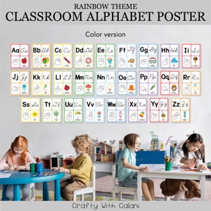 Alphabet Poster Classroom Decoration, Cursive Alphabet Poster, ASL ...
