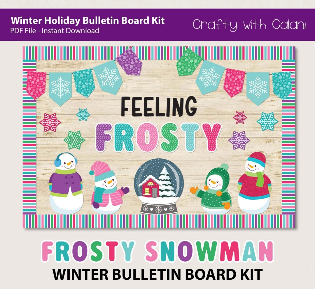 Winter Bulletin Board Kit, Holiday Classroom Door Decor, Snowman ...