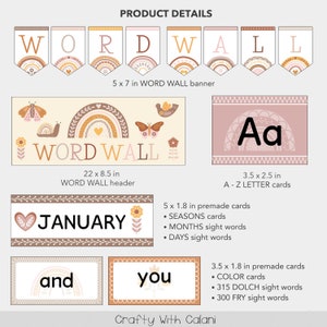 Word Wall Classroom Decoration, Boho Rainbow Classroom, Editable ...