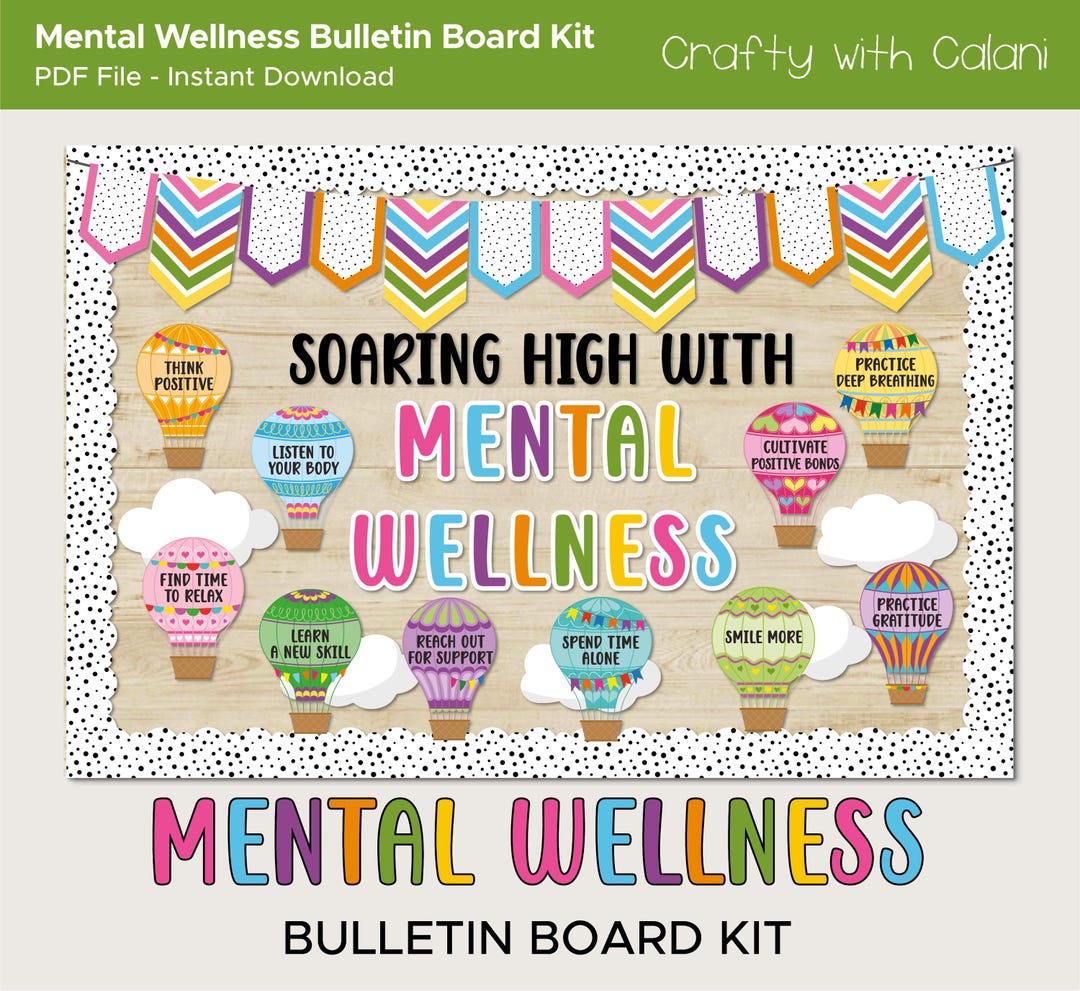 Mental Health Bulletin Board Kit, Mental Wellness Habits, Classroom ...