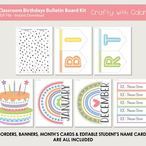 Birthday Board Classroom Decor, Rainbow Classroom Theme, Editable ...