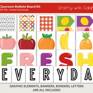 Back to School Bulletin Board Kit, Classroom Bulletin Board, Fruit ...