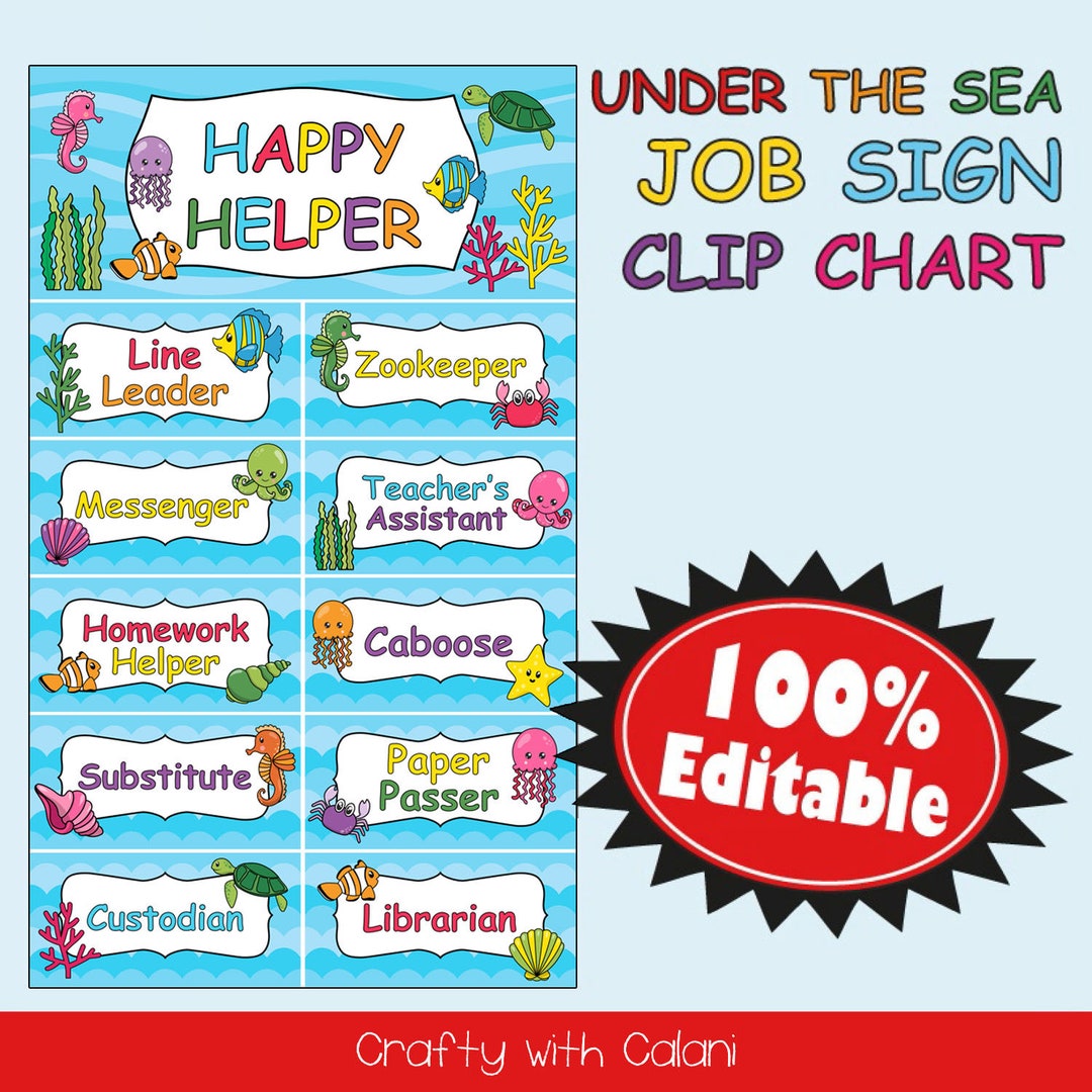 Classroom Jobs Display, Ocean Theme Classroom, Editable Sea Classroom ...