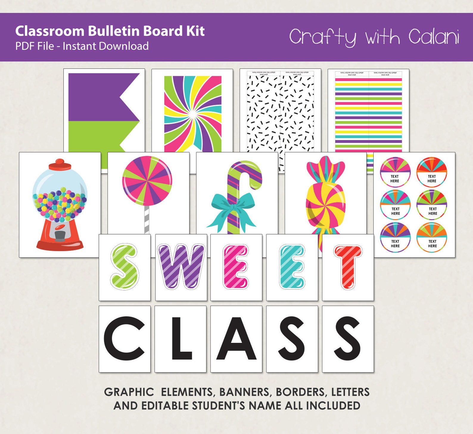 Candy Bulletin Board Kit Candy Classroom Door Decor Candy | Etsy