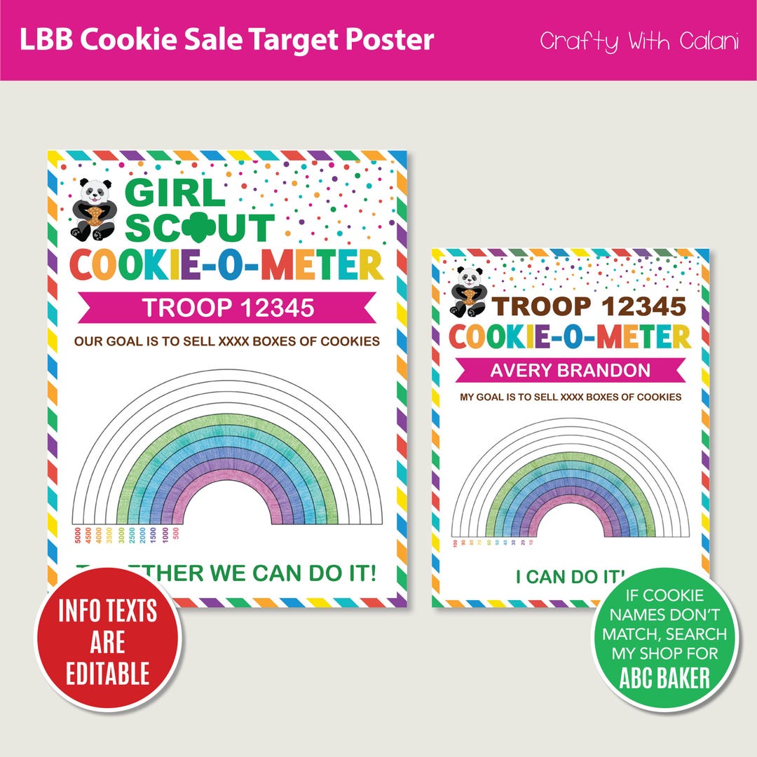 Girl Scout Cookie 2025 Goal Tracker, LBB Cookie Sale Goal, Troop Sale ...