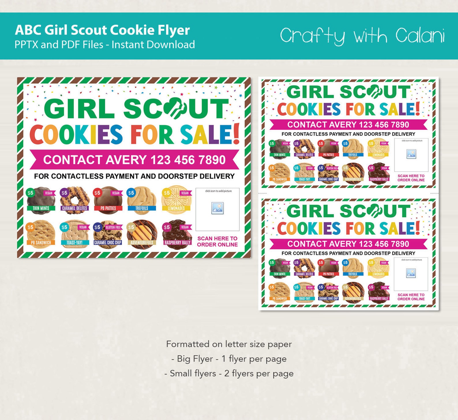 Girl Scout Cookie 2023 Flyer Abc Cookie Printable Flyer Etsy