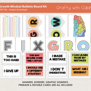 Growth Mindset Bulletin Board Kit, Pastel Classroom Display, Change ...
