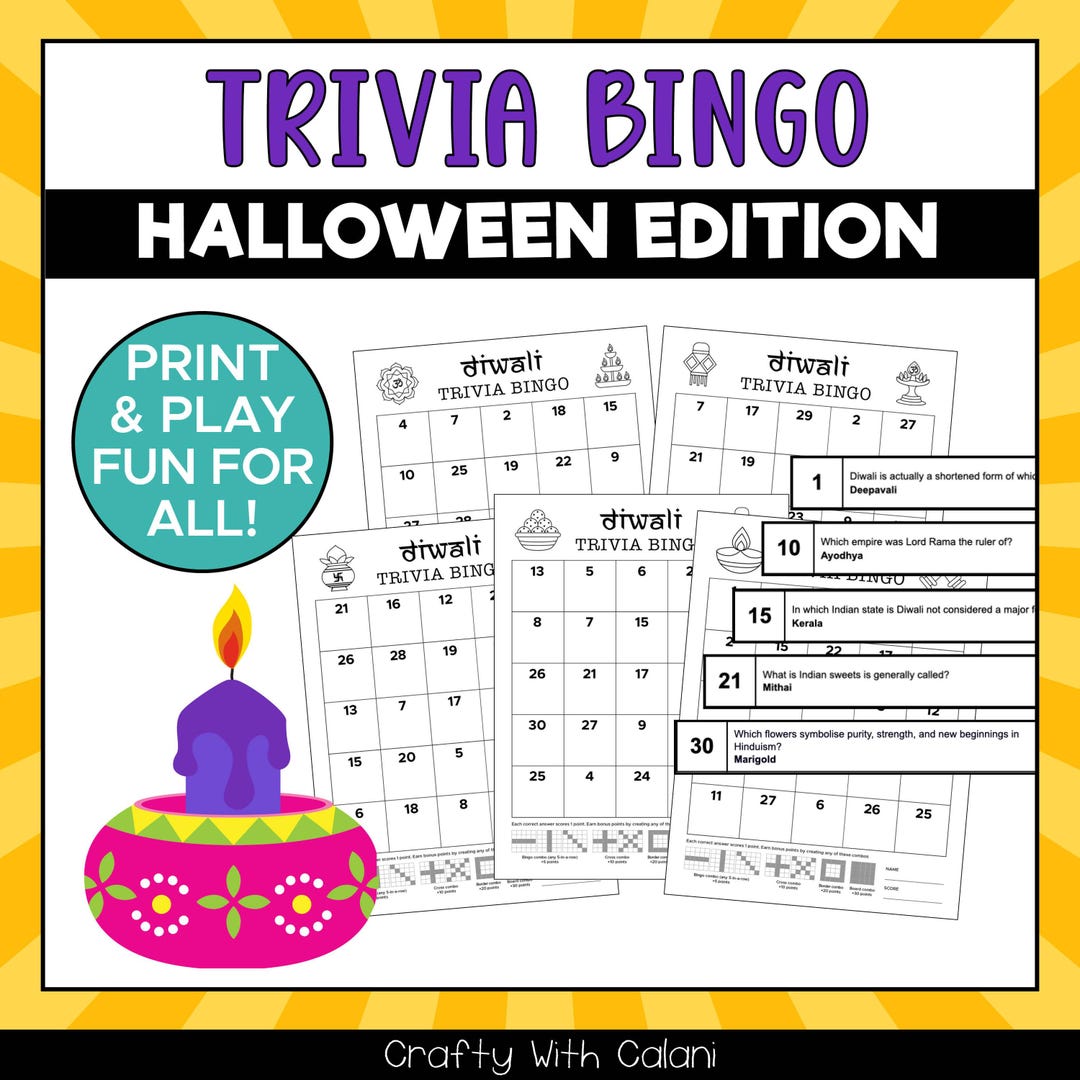 Buy Diwali Trivia Bingo Game, Diwali Party Game, Diwali Trivia, Diwali ...
