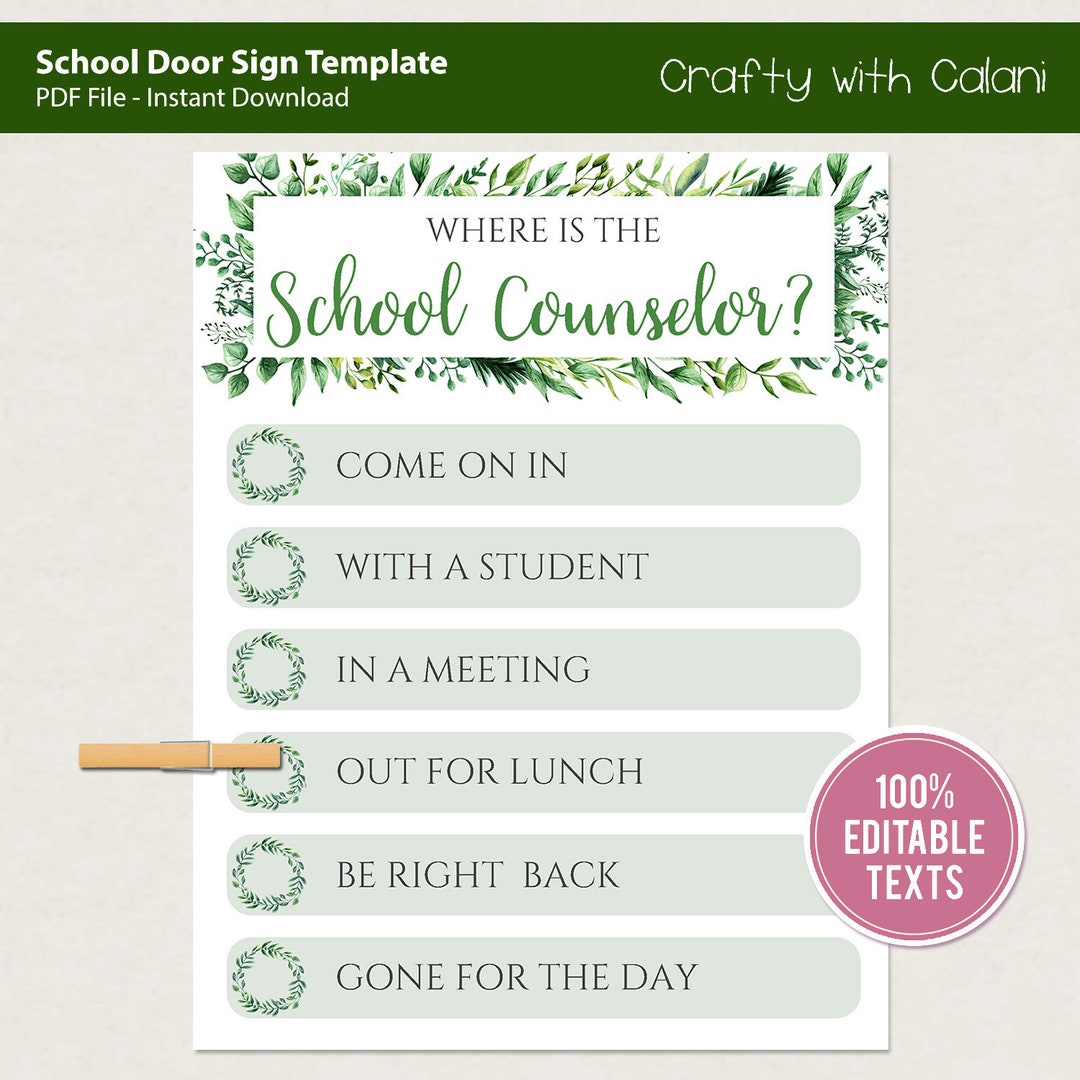 School Door Sign Template, Personalized Door Sign, Where is the ...