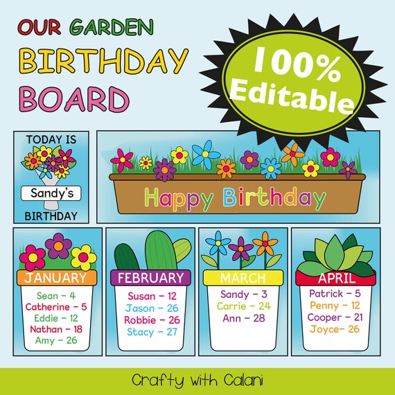 Birthday Board Classroom Decor Garden Classroom Flower - Etsy