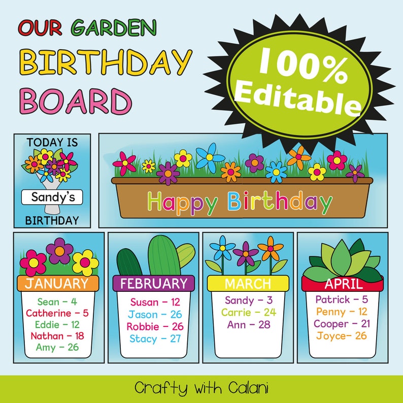 Birthday Board Classroom Decor Garden Classroom Flower - Etsy