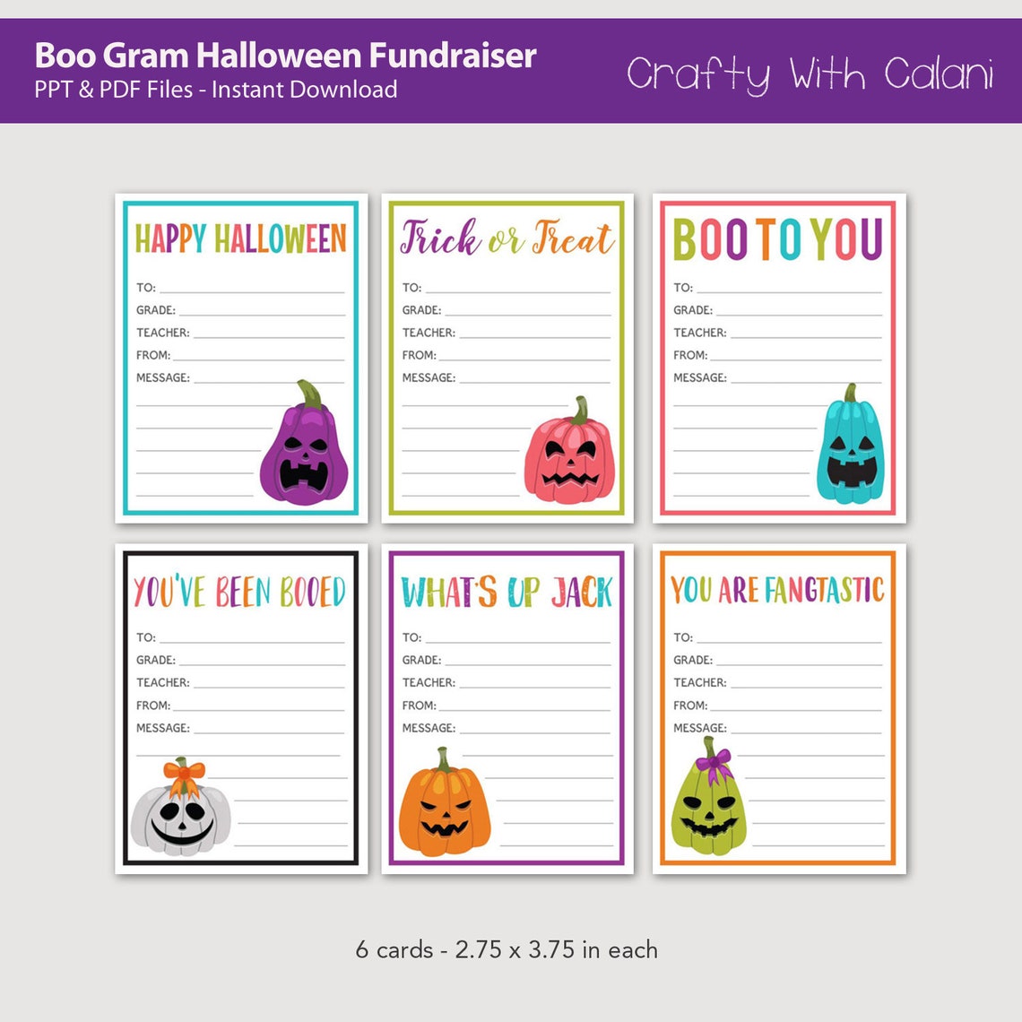 Halloween Candy Gram Template Halloween Boo Gram PTA PTO - Etsy