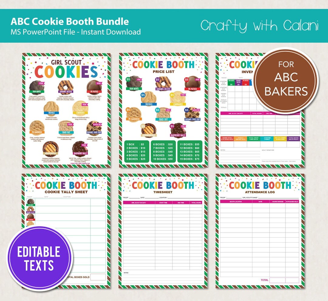 Girl Scout Cookie Booth Printable 2023 ABC Cookie Price List - Etsy