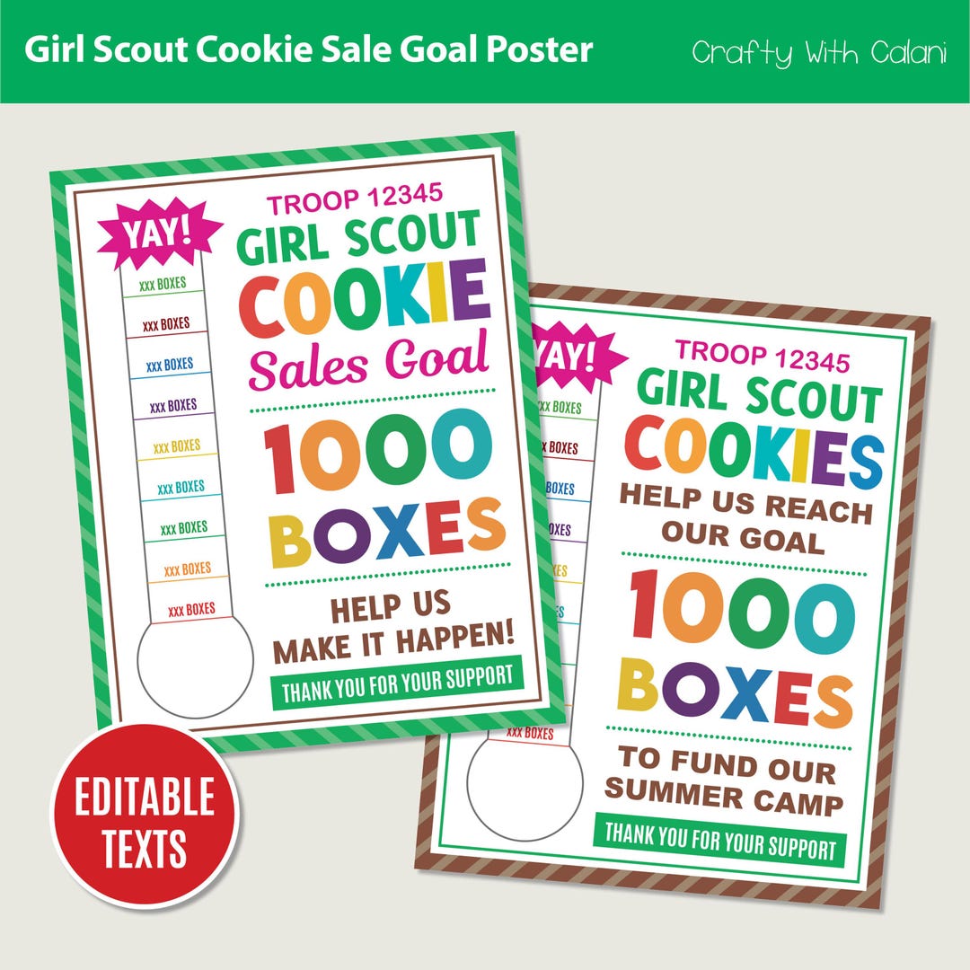 Buy Girl Scout Cookie Booth Printable, Cookie Booth Goal Poster, Cookie ...