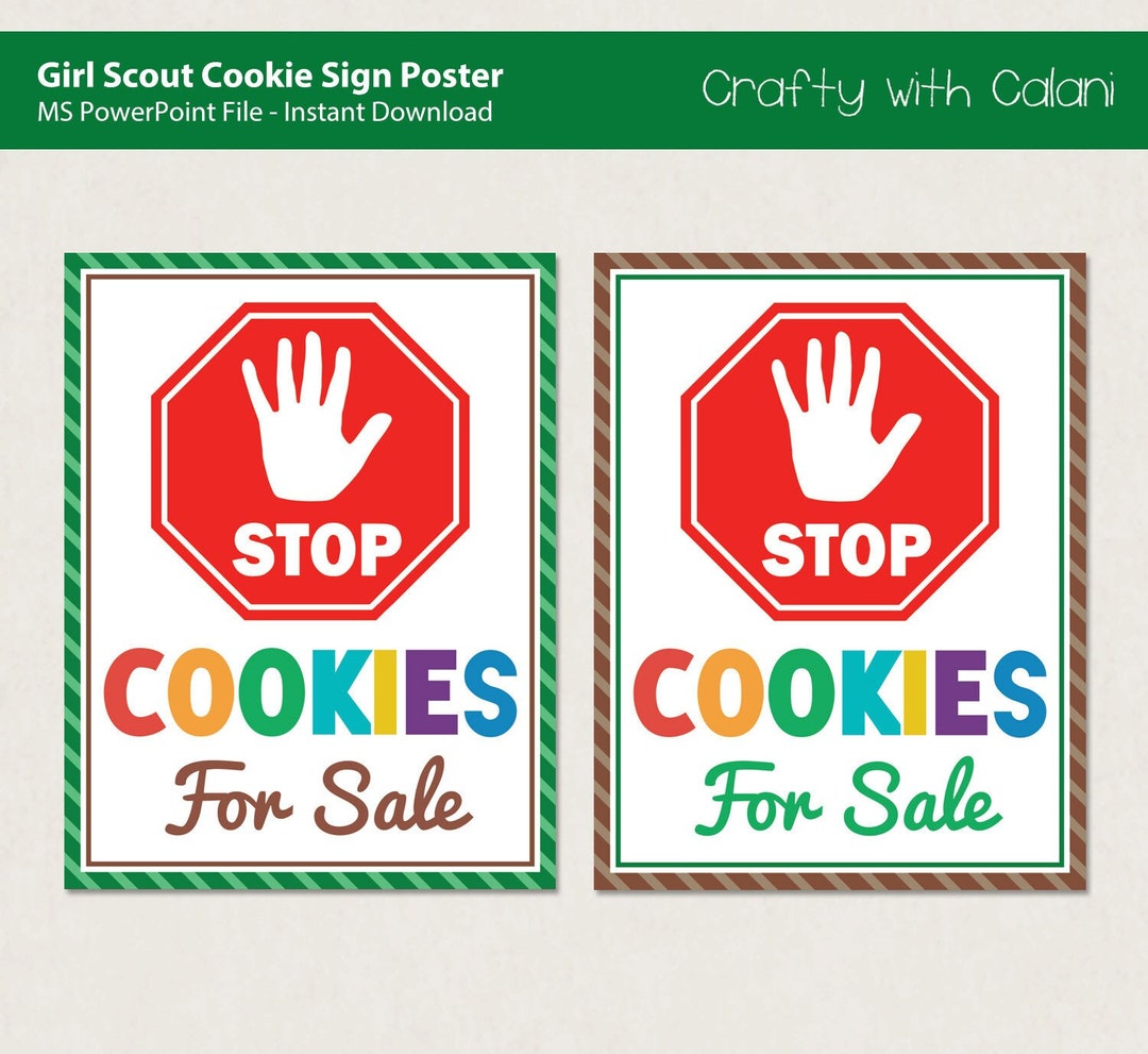 Girl Scout Cookie Booth Printable, Cookie Booth Stop Sign Poster ...