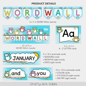 Word Wall Classroom Decoration, Owl Classroom Theme, Editable Reading ...