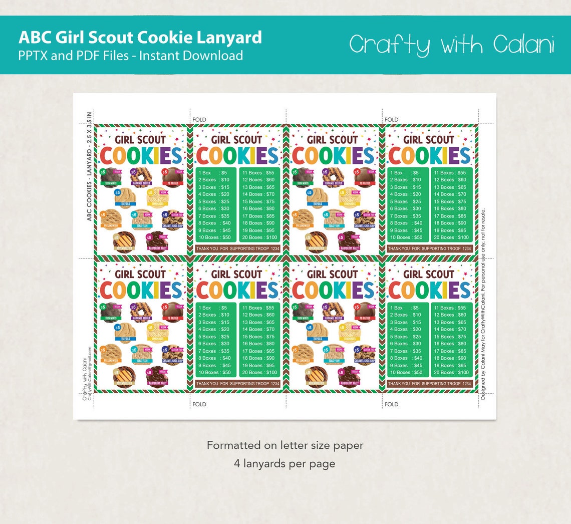 Girl Scout Cookie 2023 Lanyard ABC Cookie Lanyard ABC Cookie - Etsy